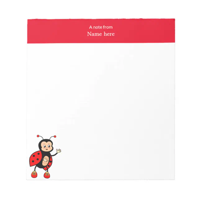 Cute Ladybug and Red Header Simple Notepad | Zazzle