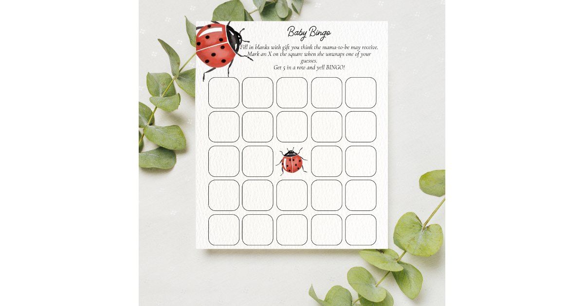Cute Ladybug Baby Shower Bingo Game | Zazzle