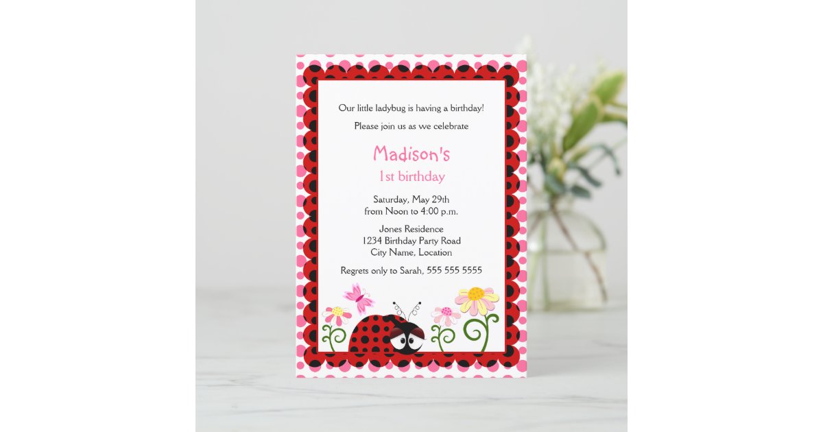 Cute Ladybug Birthday Party Invitation | Zazzle