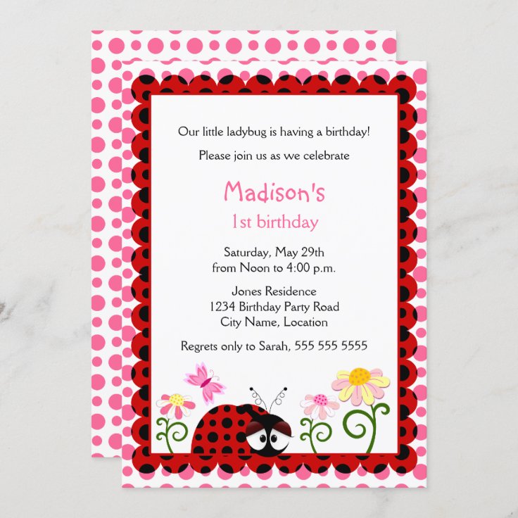 Cute Ladybug Birthday Party Invitation | Zazzle