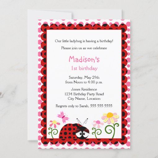 Cute Ladybug Birthday Party Invitation | Zazzle