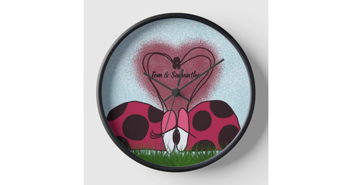 Cute Ladybug Couple Clock | Zazzle