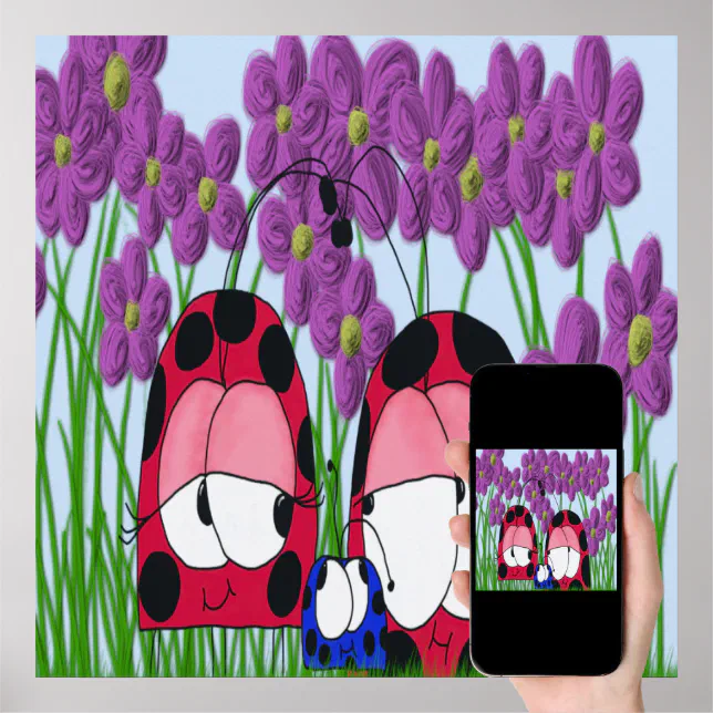 Cute Ladybug Family Illustration Poster | Zazzle