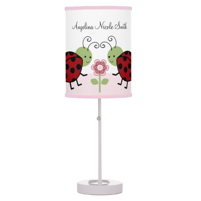Cute Ladybug & Flowers Pink/Girl Baby Nursery Lamp | Zazzle.com