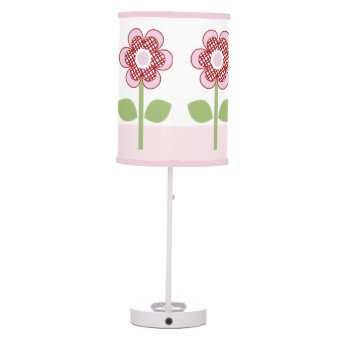 Cute Ladybug & Flowers Pink/Girl Baby Nursery Lamp | Zazzle