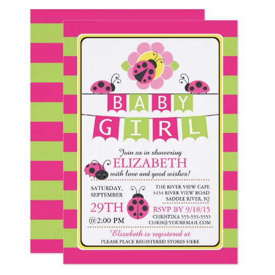 Cute Ladybug Girls Baby Shower Invitation | Zazzle.com