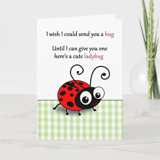 Cute Ladybug hug - miss you Card | Zazzle