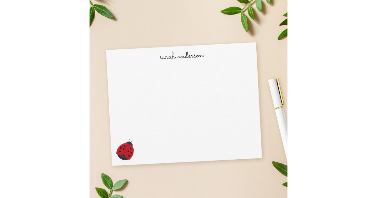 Cute Ladybug Kids Personalized Stationery Note Card | Zazzle