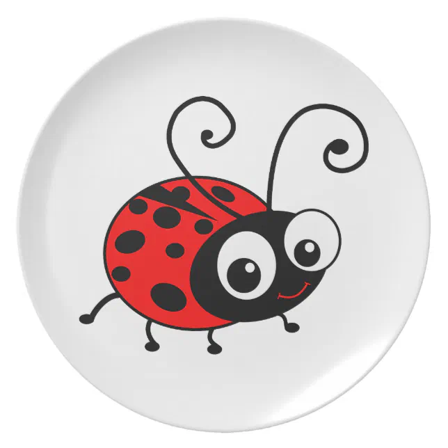 Cute Ladybug Kids plate - white | Zazzle