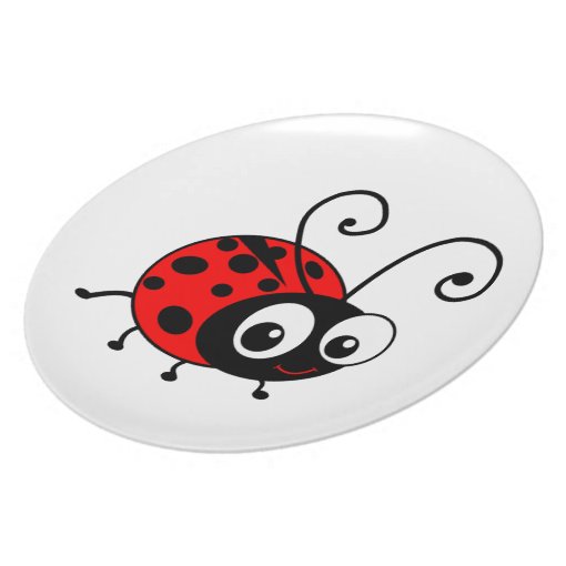 Cute Ladybug Kids plate - white | Zazzle