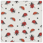 Cute Red Ladybugs Polka Dots Swirls Pattern Fabric | Zazzle