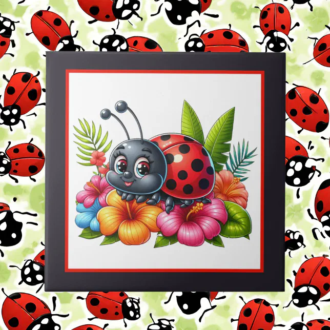 Cute ladybug lovers insect ceramic tile | Zazzle