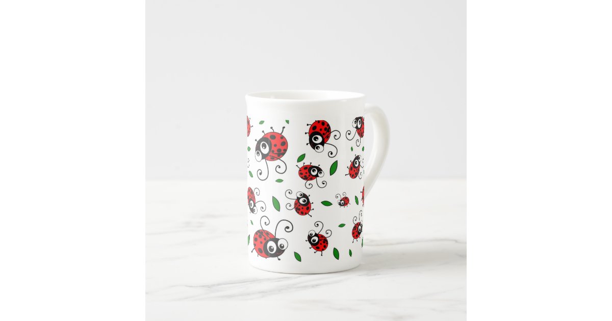 Cute ladybug pattern bone china mug | Zazzle