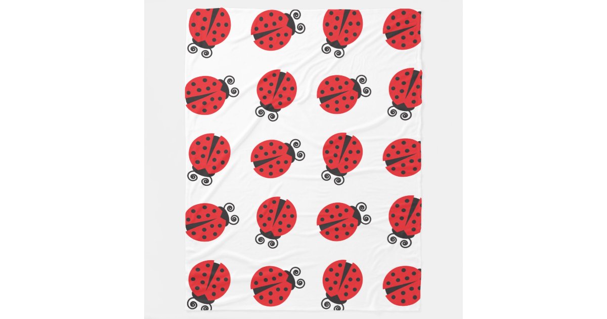 Cute Ladybug Pattern Fleece Blanket | Zazzle