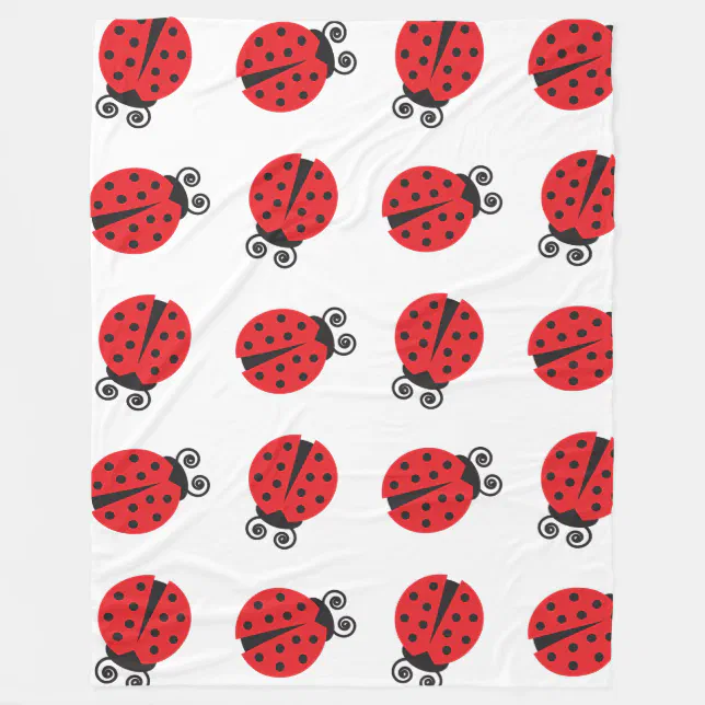 Cute Ladybug Pattern Fleece Blanket | Zazzle