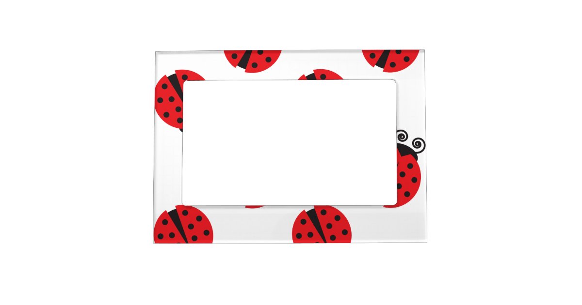 Cute Ladybug Pattern Magnetic Photo Frame | Zazzle