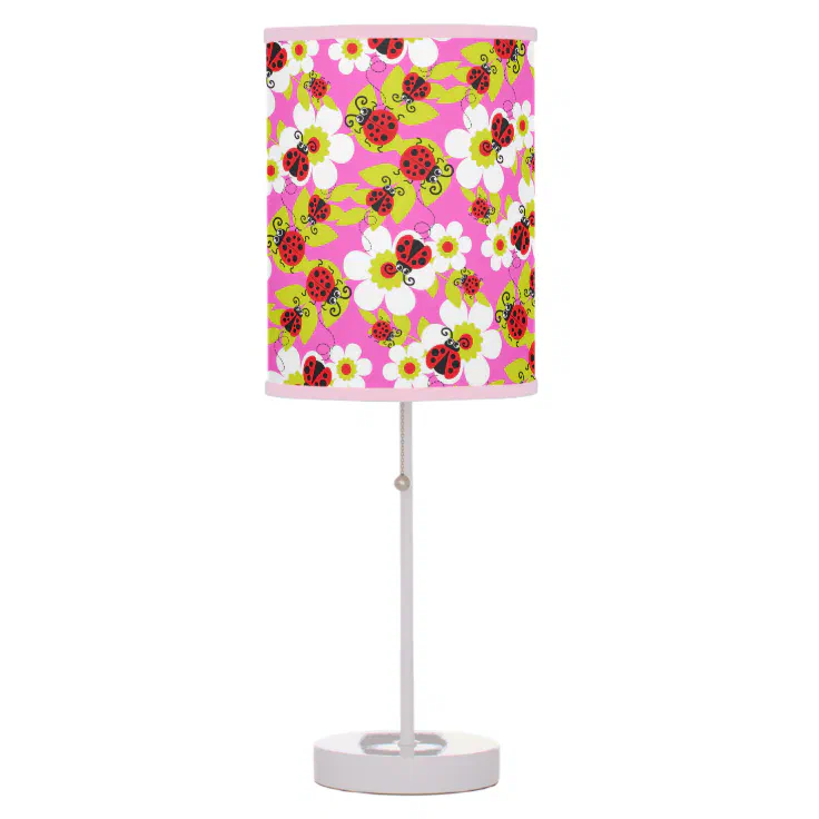 Cute ladybug patterned kids girls graphic lamp | Zazzle