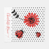 Cute Ladybug Polka Dot Daisy Flower Personalized Fleece Blanket | Zazzle