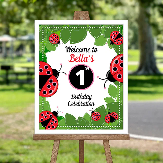 Cute Ladybug theme Party Welcome poster | Zazzle