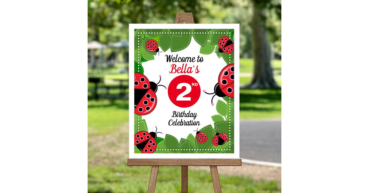 Cute Ladybug theme Party Welcome poster | Zazzle