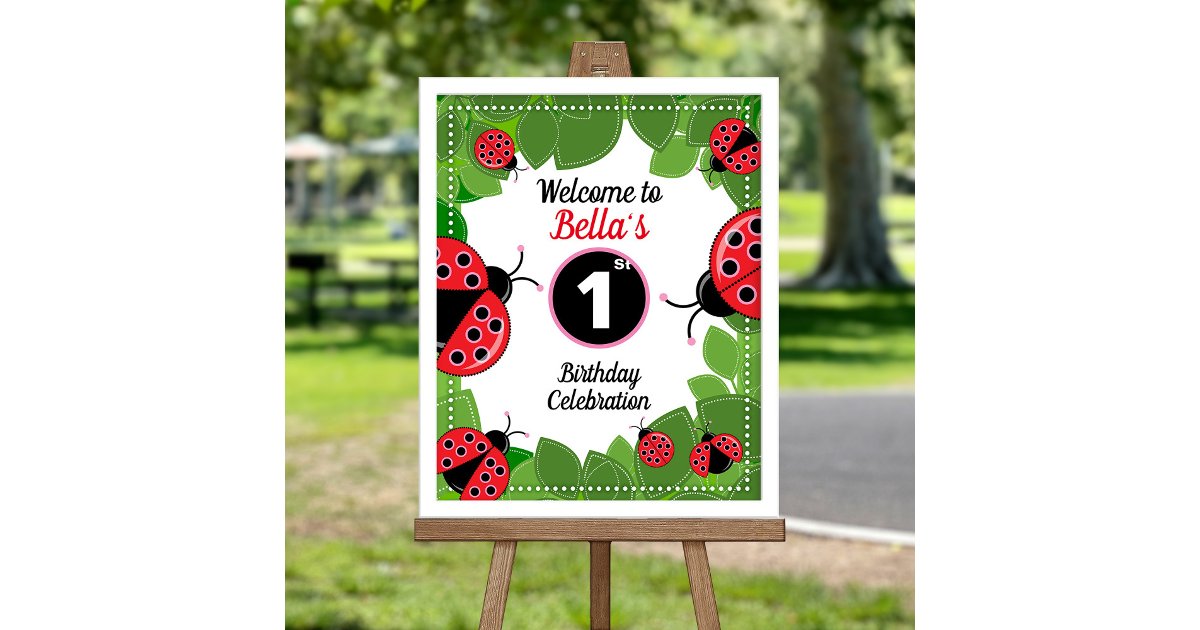 Cute Ladybug theme Party Welcome poster | Zazzle