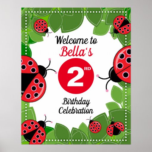 Cute Ladybug theme Party Welcome poster | Zazzle