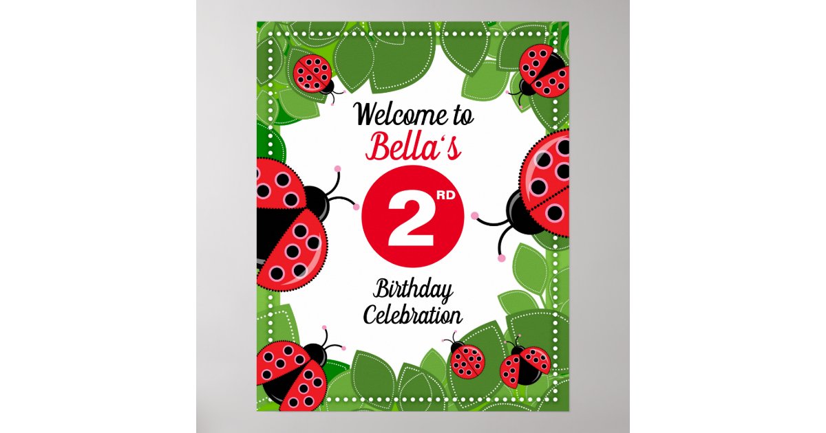 Cute Ladybug theme Party Welcome poster | Zazzle