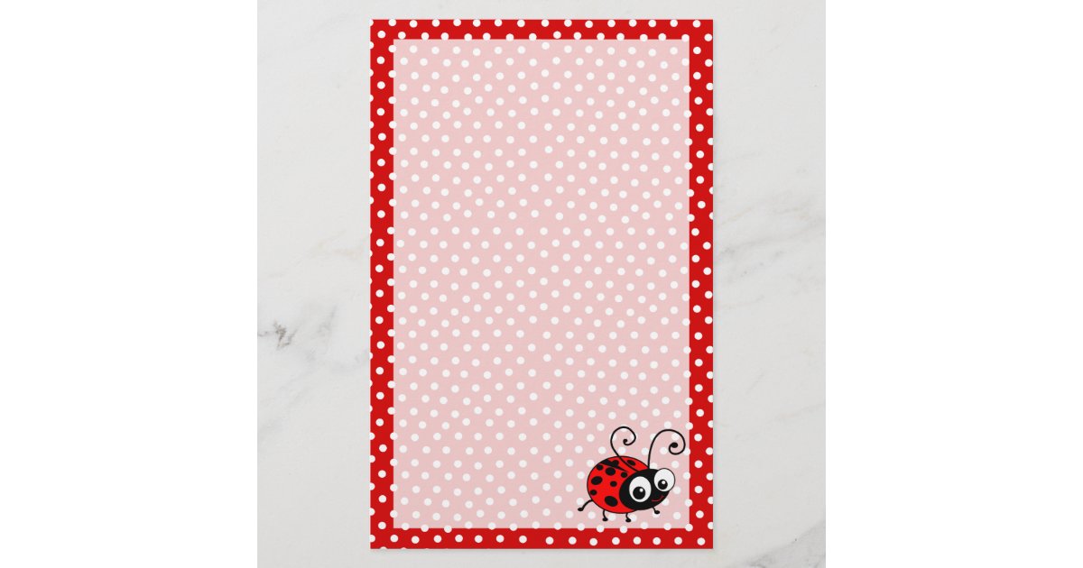 Cute ladybug writing paper | Zazzle