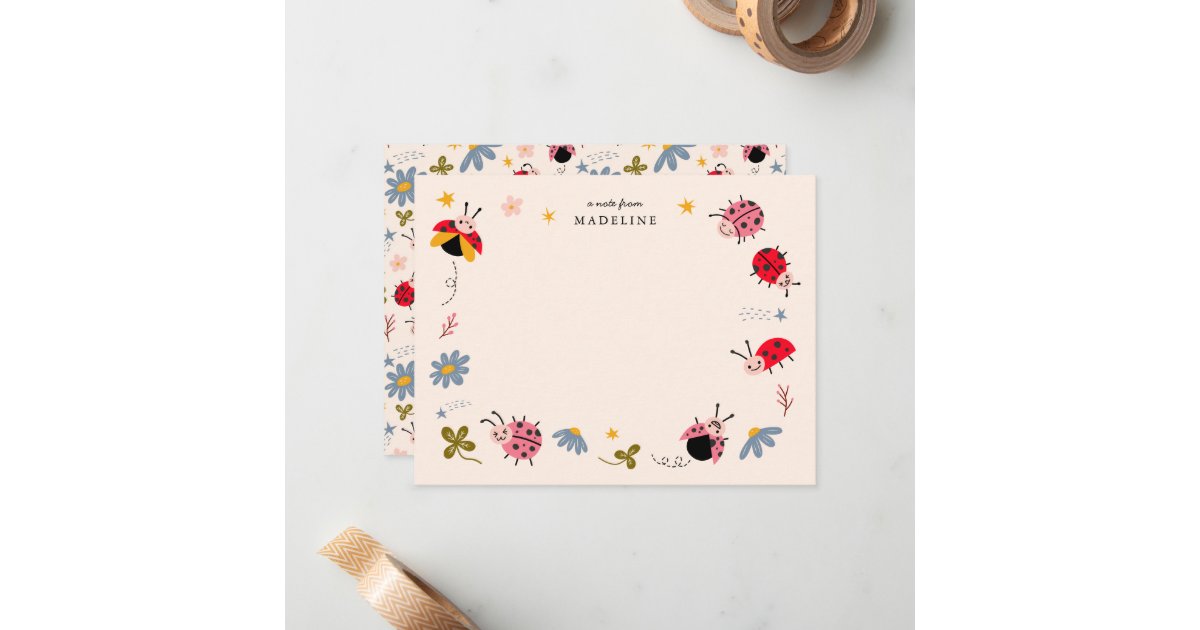 Cute Ladybugs Kids Note Card | Zazzle