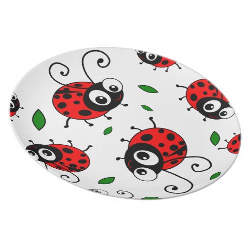 Cute ladybugs pattern dinner plate | Zazzle