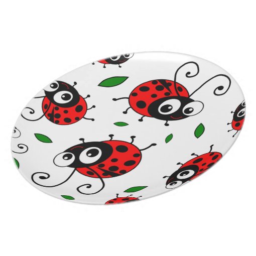 Cute ladybugs pattern dinner plate | Zazzle