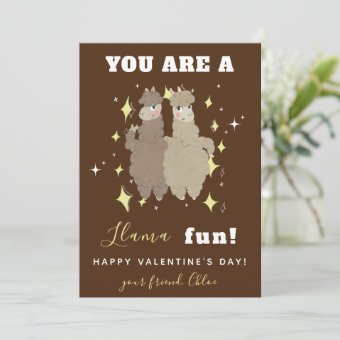 Cute Lama Couple Friends School Class Valentine Holiday Card | Zazzle
