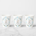 Cute Lamb Baby Sheep Blue Floral Greenery Wreath Paper Cups | Zazzle