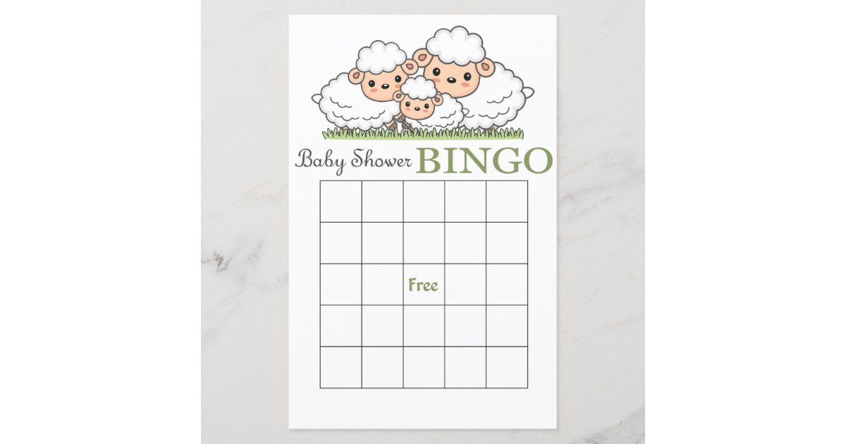 Cute lamb baby shower bingo card | Zazzle