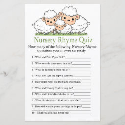 Cute lambs Nursery Rhyme Quiz baby shower game | Zazzle