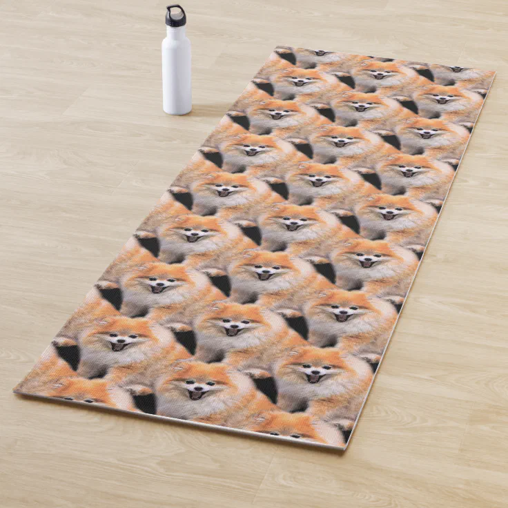 Cute Laughing Pomeranian Dog Yoga Mat | Zazzle