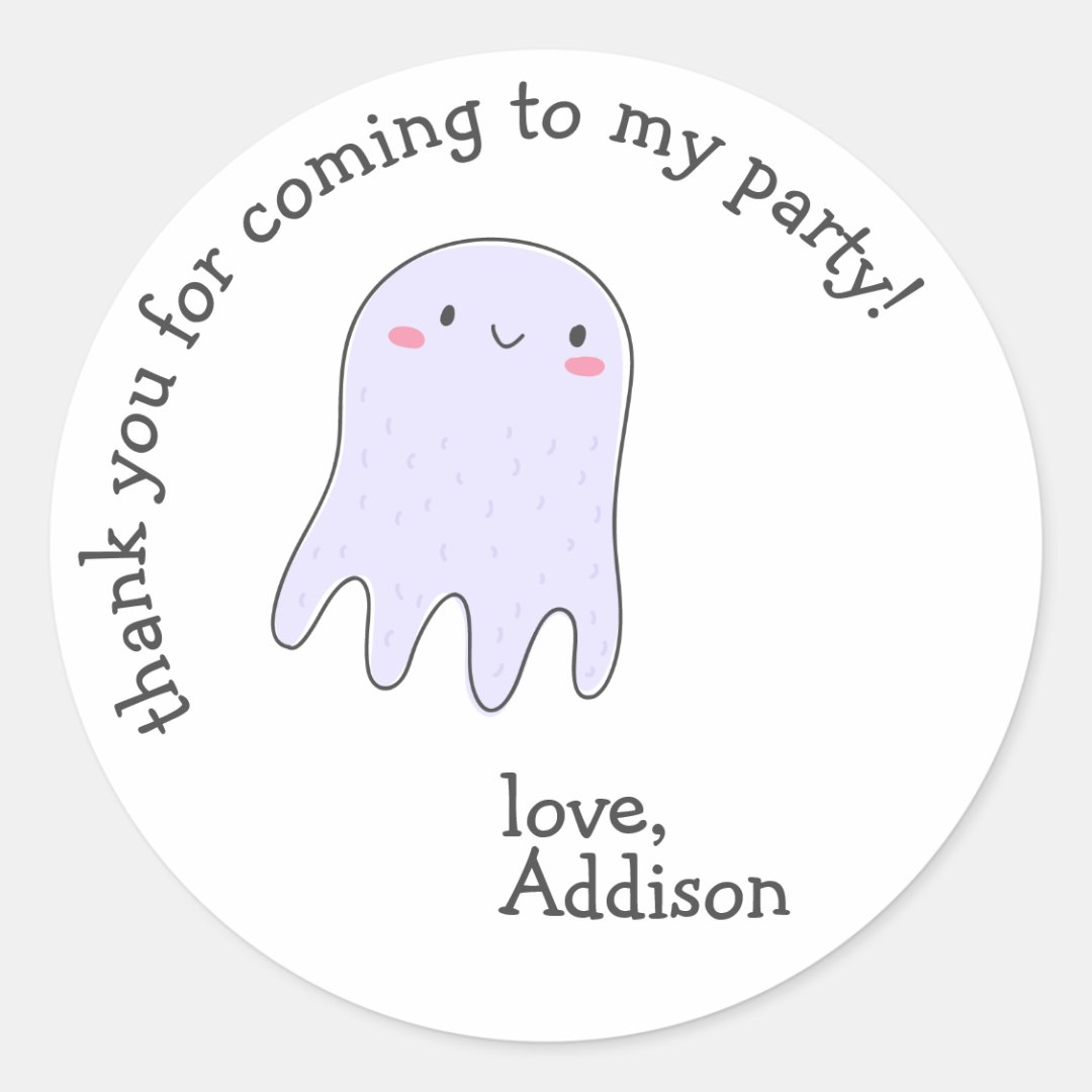 Cute Lavender Squid - Kids Birthday Thank You Classic Round Sticker ...