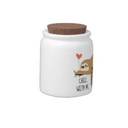 Cute, lazy sloth bear design for Valentines Day Candy Jar | Zazzle