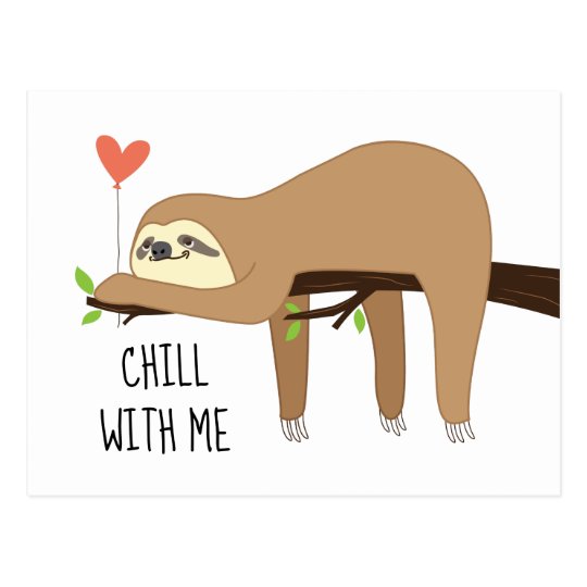 Cute, lazy sloth bear design for Valentines Day Postcard | Zazzle.com