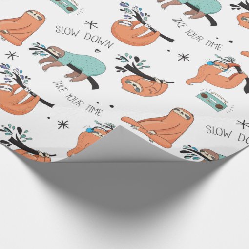 Cute Lazy Sloths Wrapping Paper | Zazzle