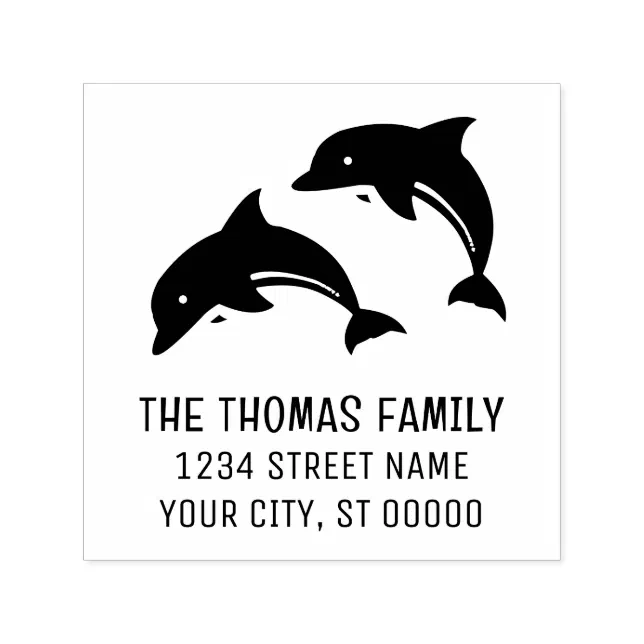 Cute Leaping Dolphins Name Address Self-inking Stamp | Zazzle
