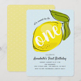 Mediterranean Tile Lemon Baby Girl First Birthday Invitation | Zazzle