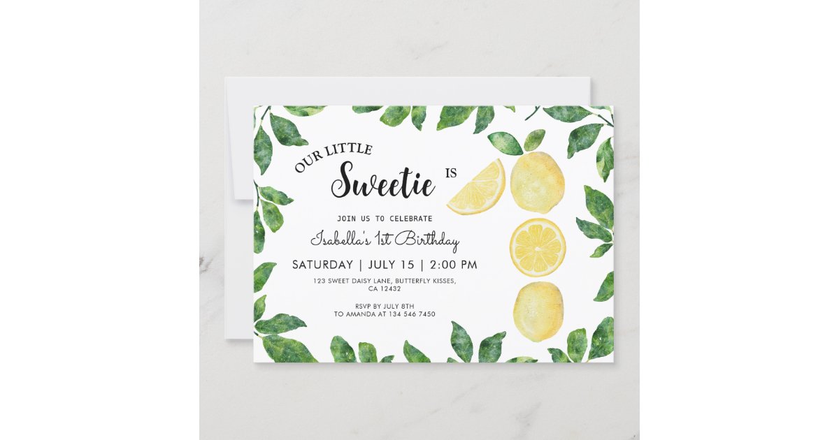 Cute Lemon 1st Birthday Invitation | Zazzle