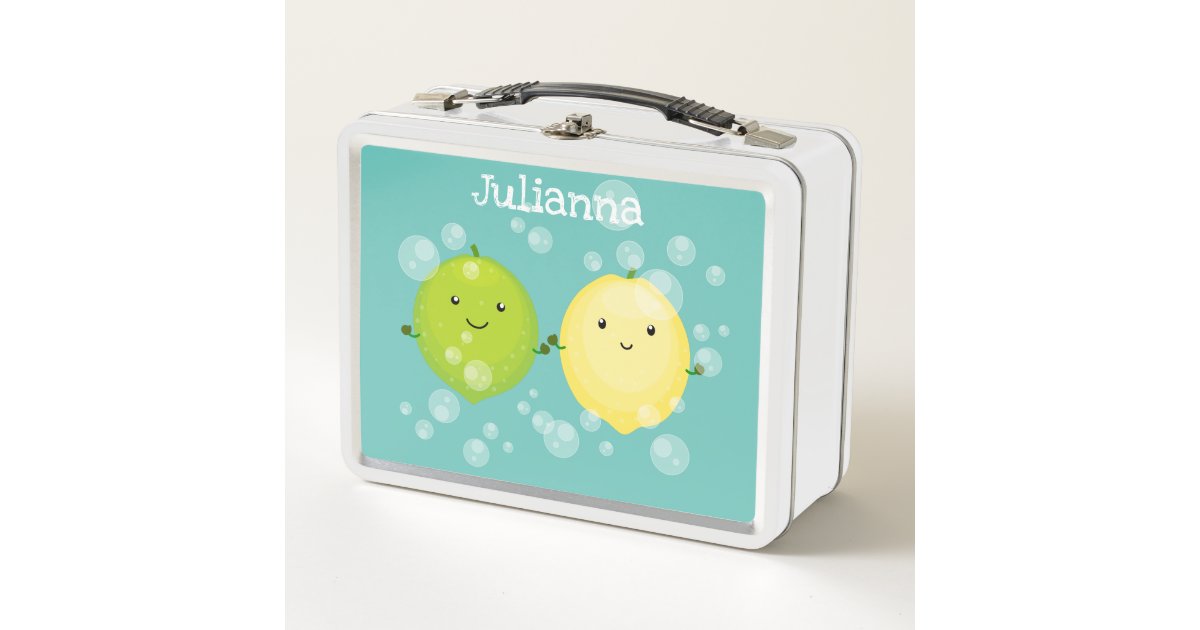 Cute lemon and lime friends illustration metal lunch box | Zazzle