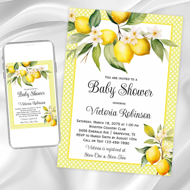 Cute Lemon Baby Shower Invitation | Zazzle