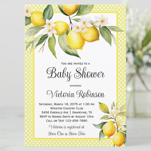 Cute Lemon Baby Shower Invitation | Zazzle