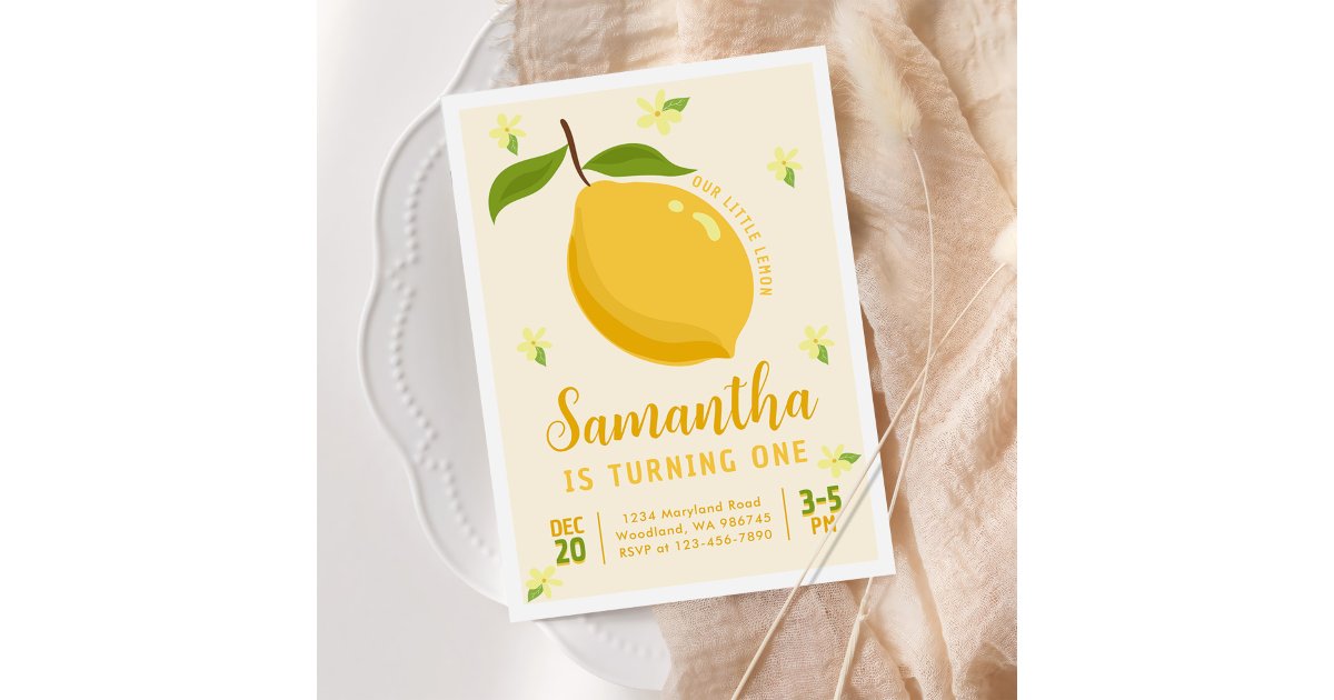 Cute Lemon Citrus 1st Birthday Invitation | Zazzle