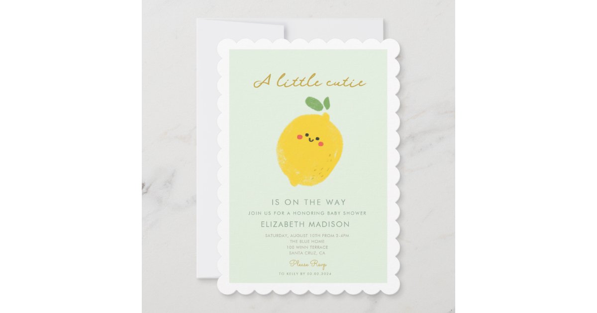 Cute Lemon Citrus Baby Shower Invitation | Zazzle