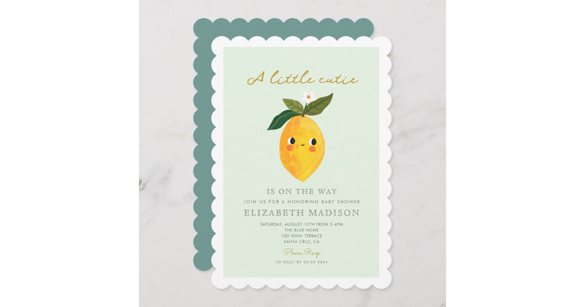 Cute Lemon Citrus Baby Shower Invitation | Zazzle