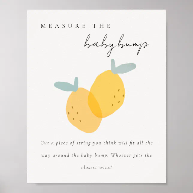 Cute Lemon Citrus Measure The Baby Bump Game Poster | Zazzle